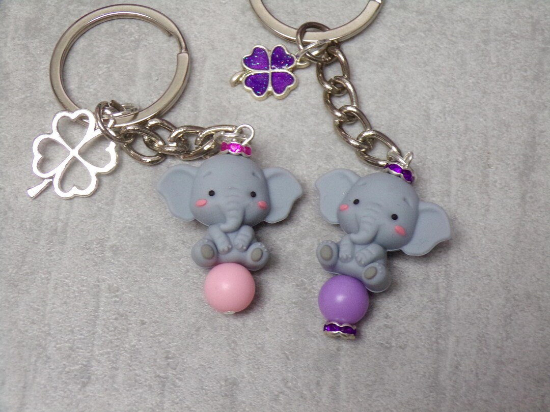 Elephant 3D Keychain With Lucky Clover. Personalizable Lucky Charm. - Etsy