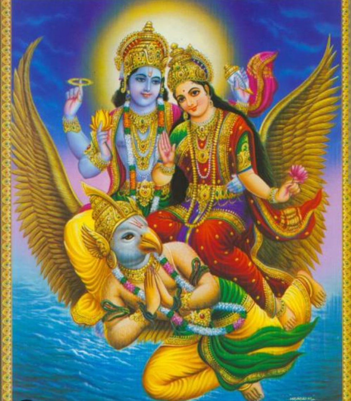 Lord Vishnu & Goddess Lakshmi on Garuda Prayer Card - Etsy