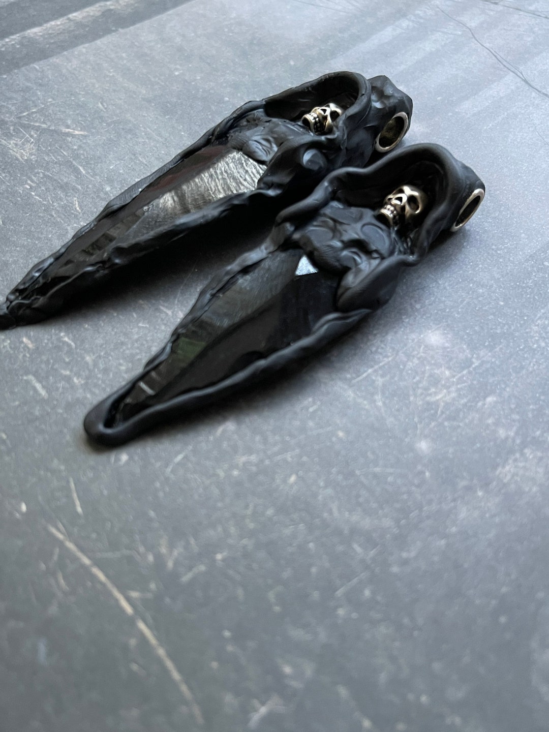 Reaper Necklaces, Clear Quartz Shard, or Black Obsidian Dagger, Skull ...