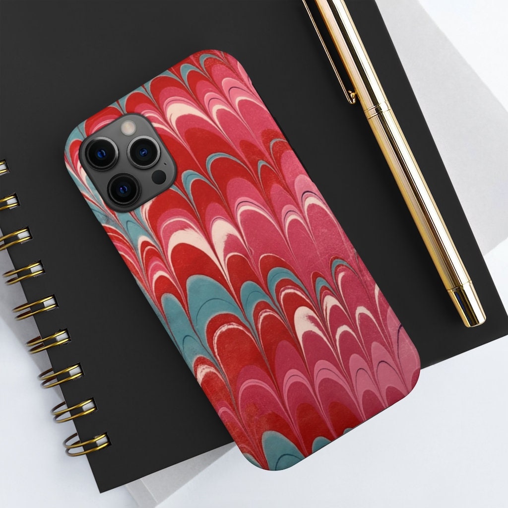 Marbled Phone Case, Teal Pink Red Phone Case, Case Mate Tough Phone ...