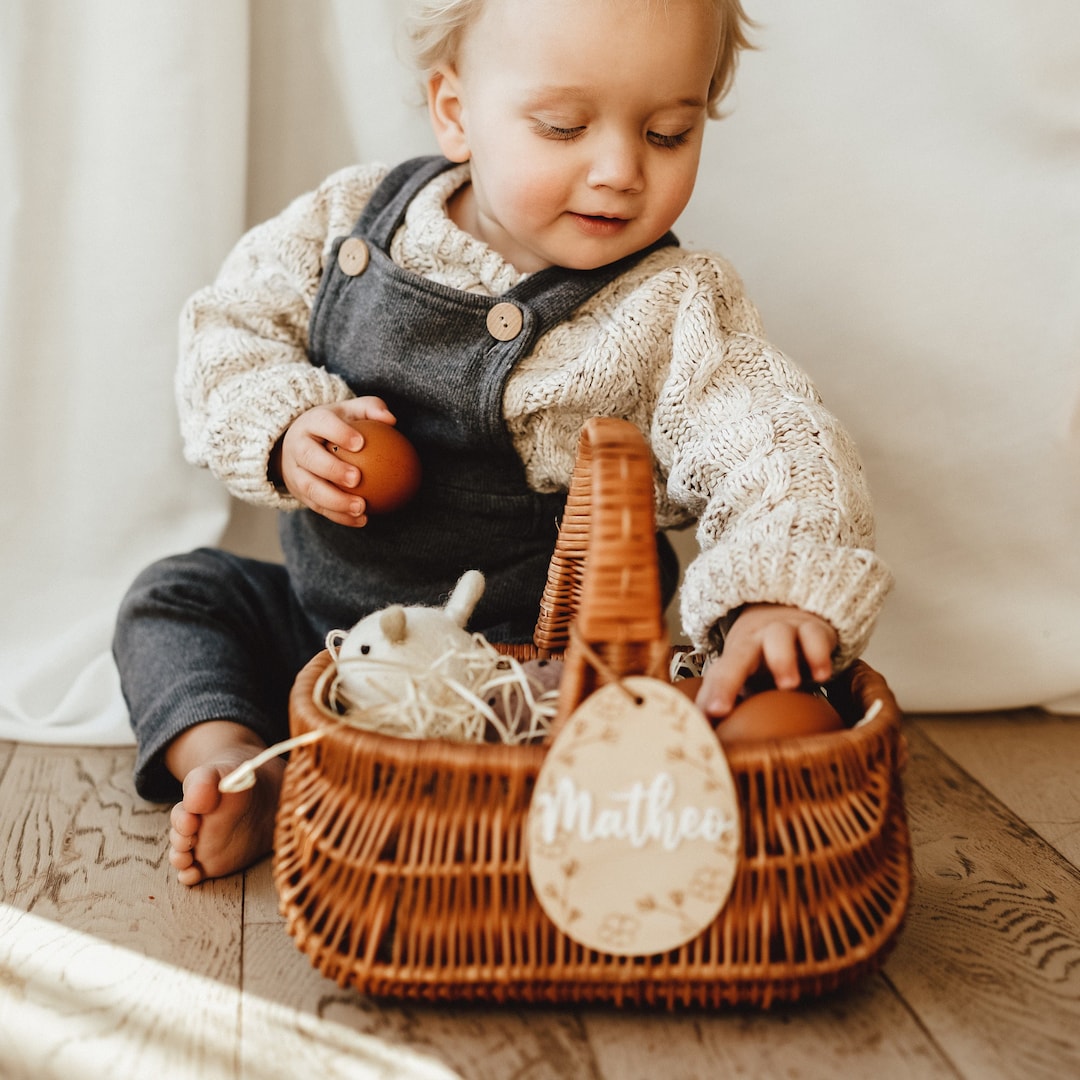 Children's Basket, Vintage Wicker Basket, Easter Basket, Wicker Basket ...