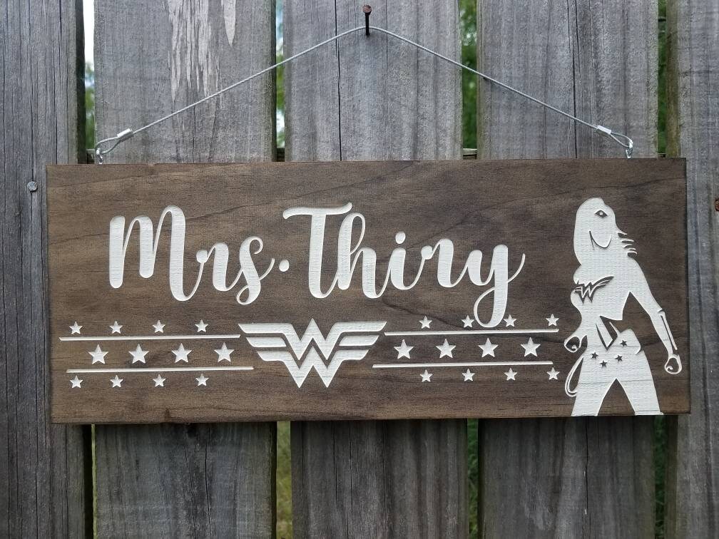 Personalized Wonder Woman Wood Sign, Wooden Laser Engraved Wall Hanging ...