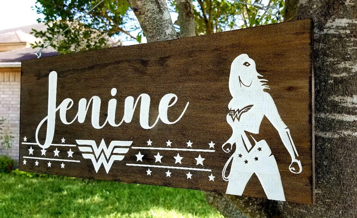 Personalized Wonder Woman Wood Sign, Wooden Laser Engraved Wall Hanging ...
