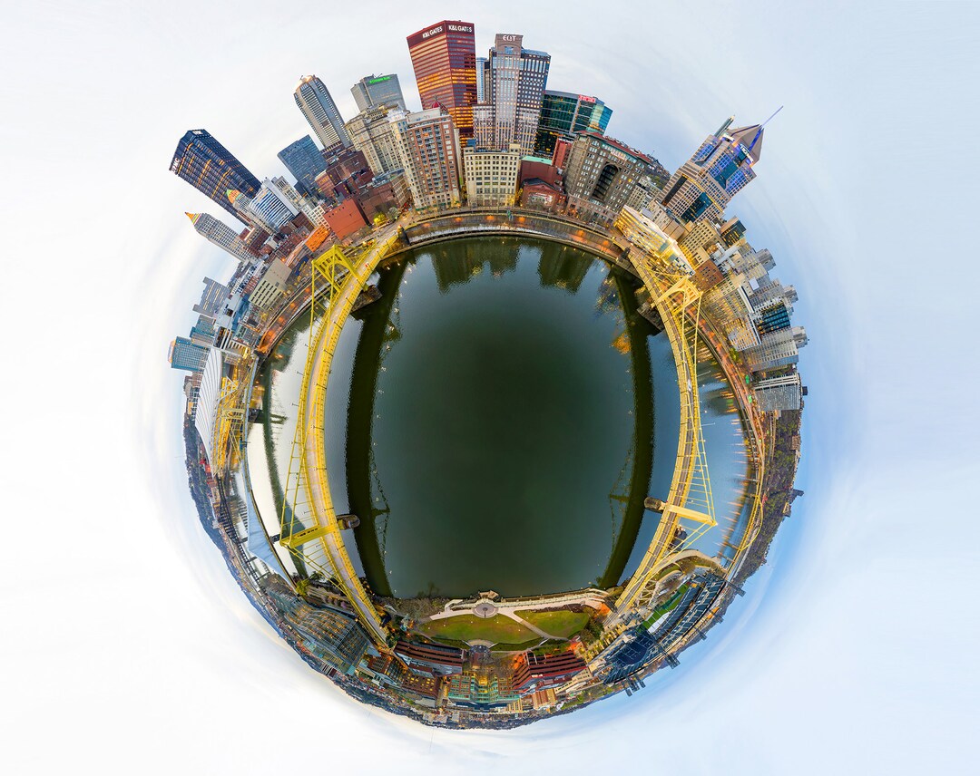 Pittsburgh Tiny Planet Photo Art: Unique Metal or Canvas Print - Etsy