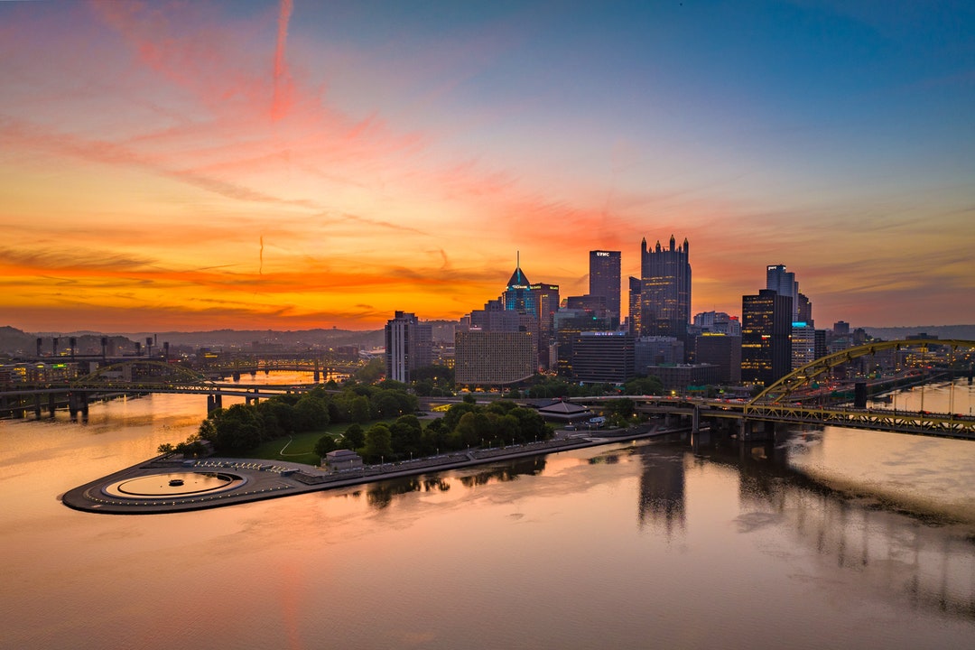 Pittsburgh Skyline Sunrise Photo Available as Metal Print, Canvas Wrap ...