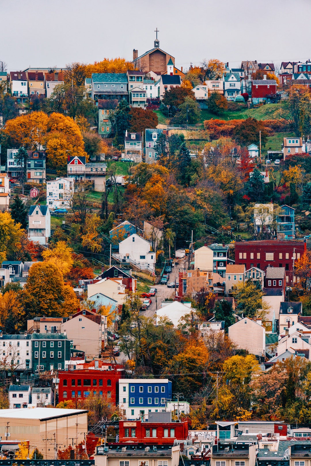 Pittsburgh South Side Slopes Photo: Autumn Church View - Metal or ...