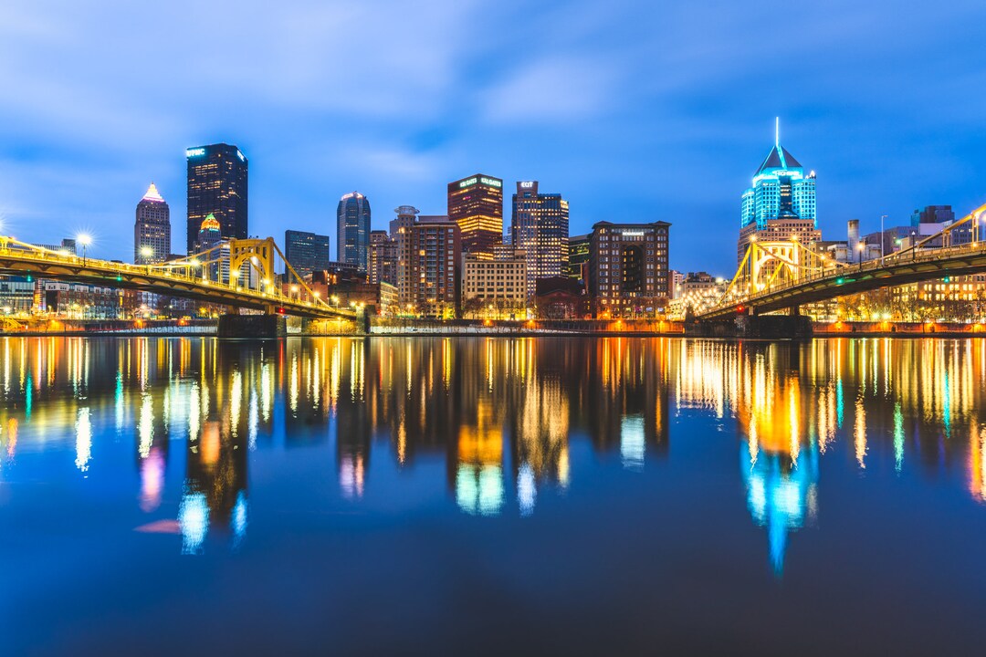 Pittsburgh Skyline Photo - Pittsburgh Blue Hour Reflections - Available ...