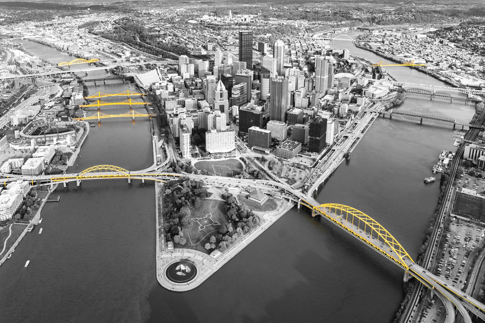 Aerial Photo of Pittsburgh Selective Color Version | Etsy