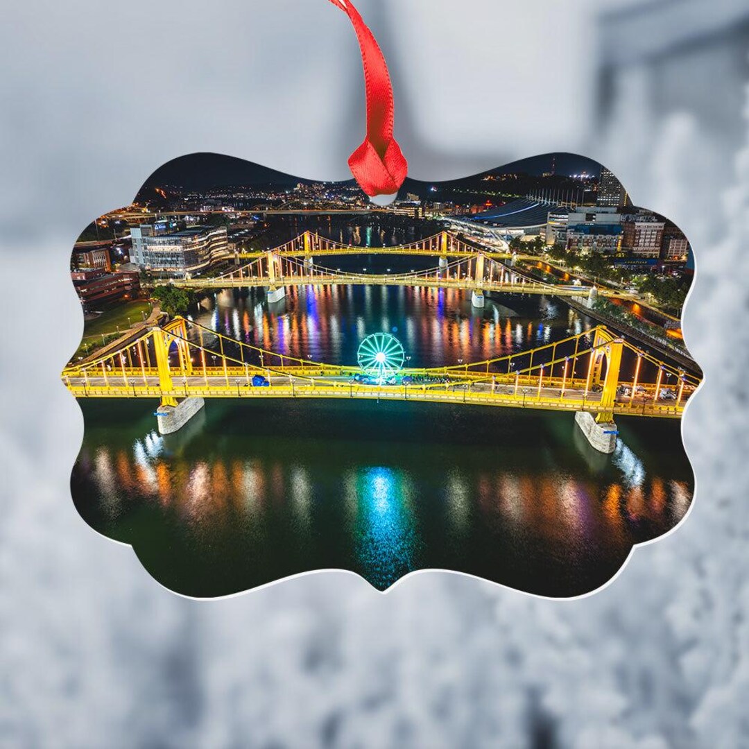 Pittsburgh's Sister Bridges and Ferris Wheel Metal Christmas Ornament ...
