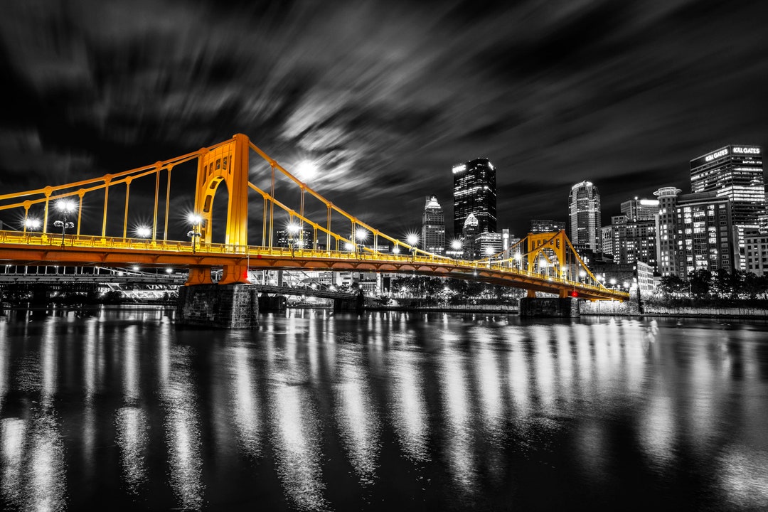 Pittsburgh Photo Print Andy Warhol Bridge Under Moonlit Skies Black ...