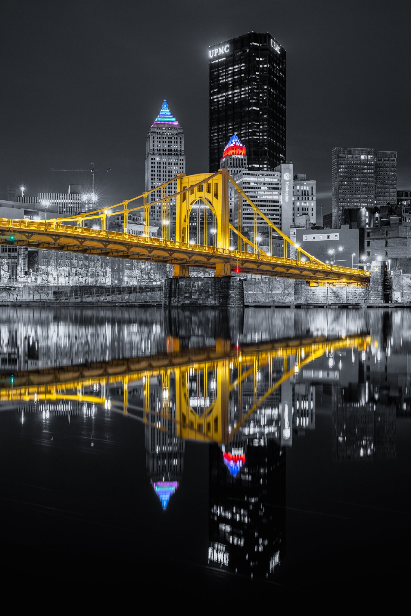 Pittsburgh Warhol Bridge Photo: Black & Gold Skyline Art Print - Etsy