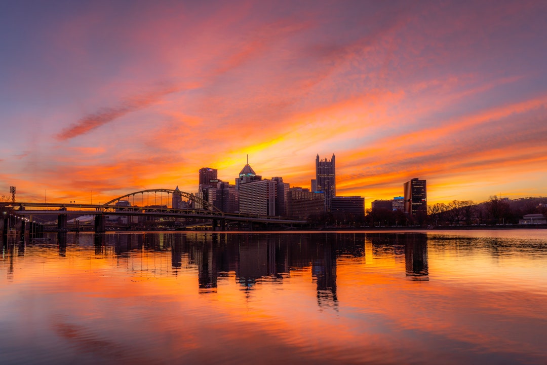 Pittsburgh Photography - A Spectacular Vibrant Pittsburgh Sunrise ...