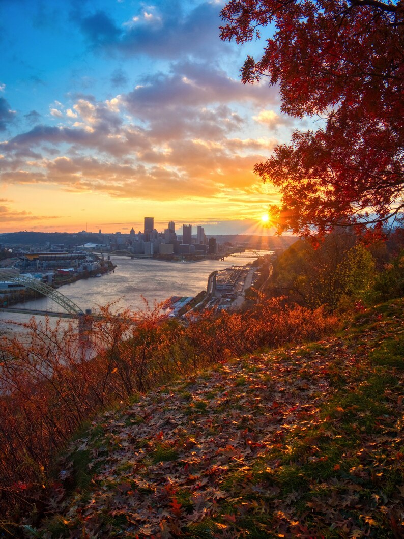 Pittsburgh Fall Sunrise vertical Photo of Pittsburgh | Etsy
