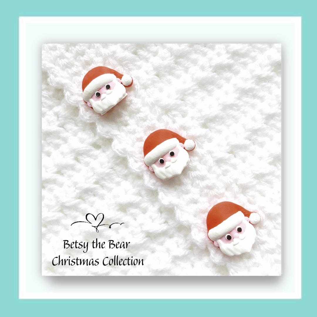 6 Handmade Santa Buttons - 2 Sizes - From Betsy the Bear Christmas ...