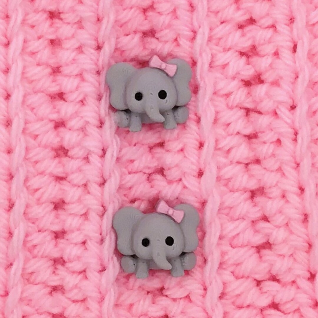 6 Elmo the Elephant Buttons - With Pink Bow - Betsy Bear & Friends ...