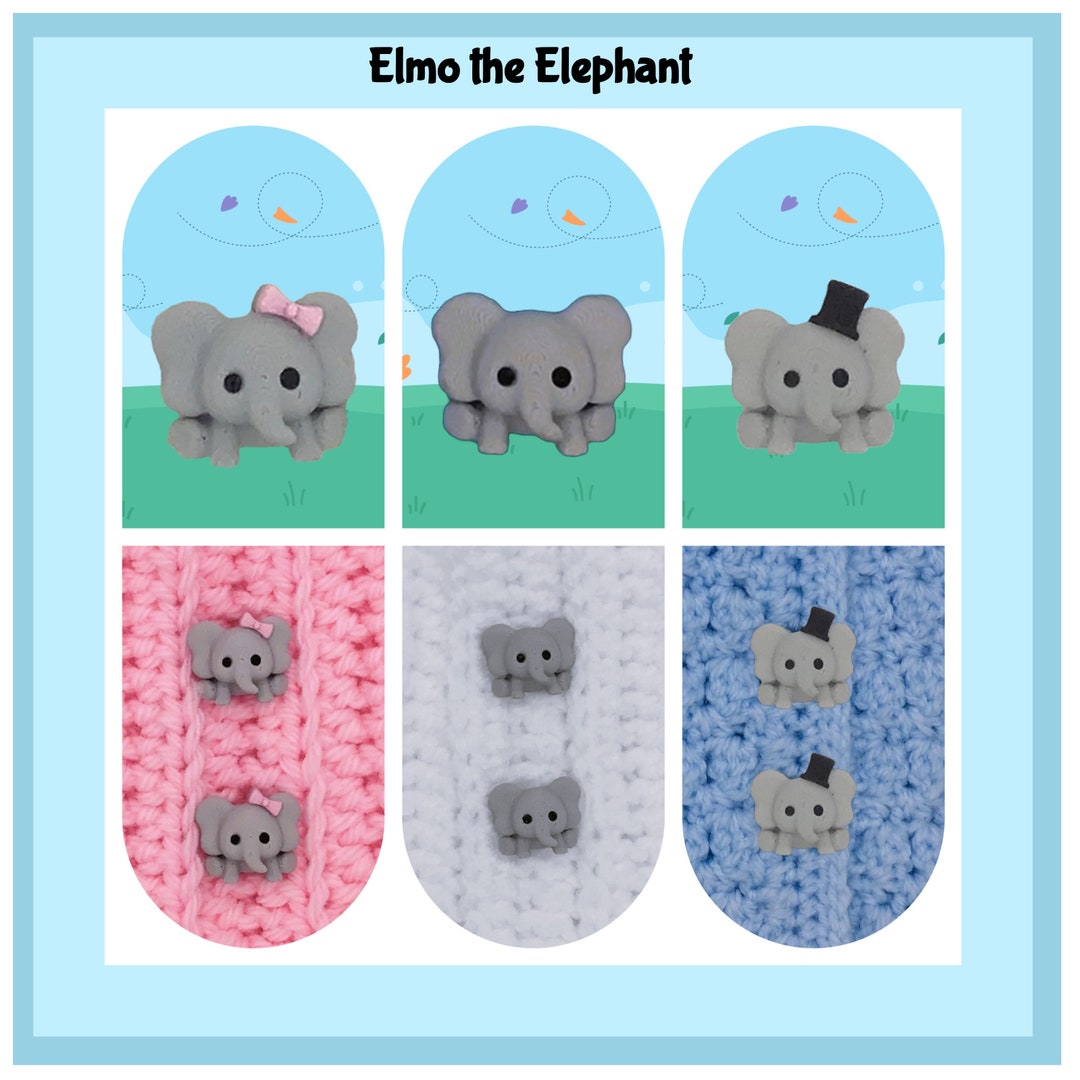 6 Elmo the Elephant Buttons 3 Variations Betsy Bear & Friends ...