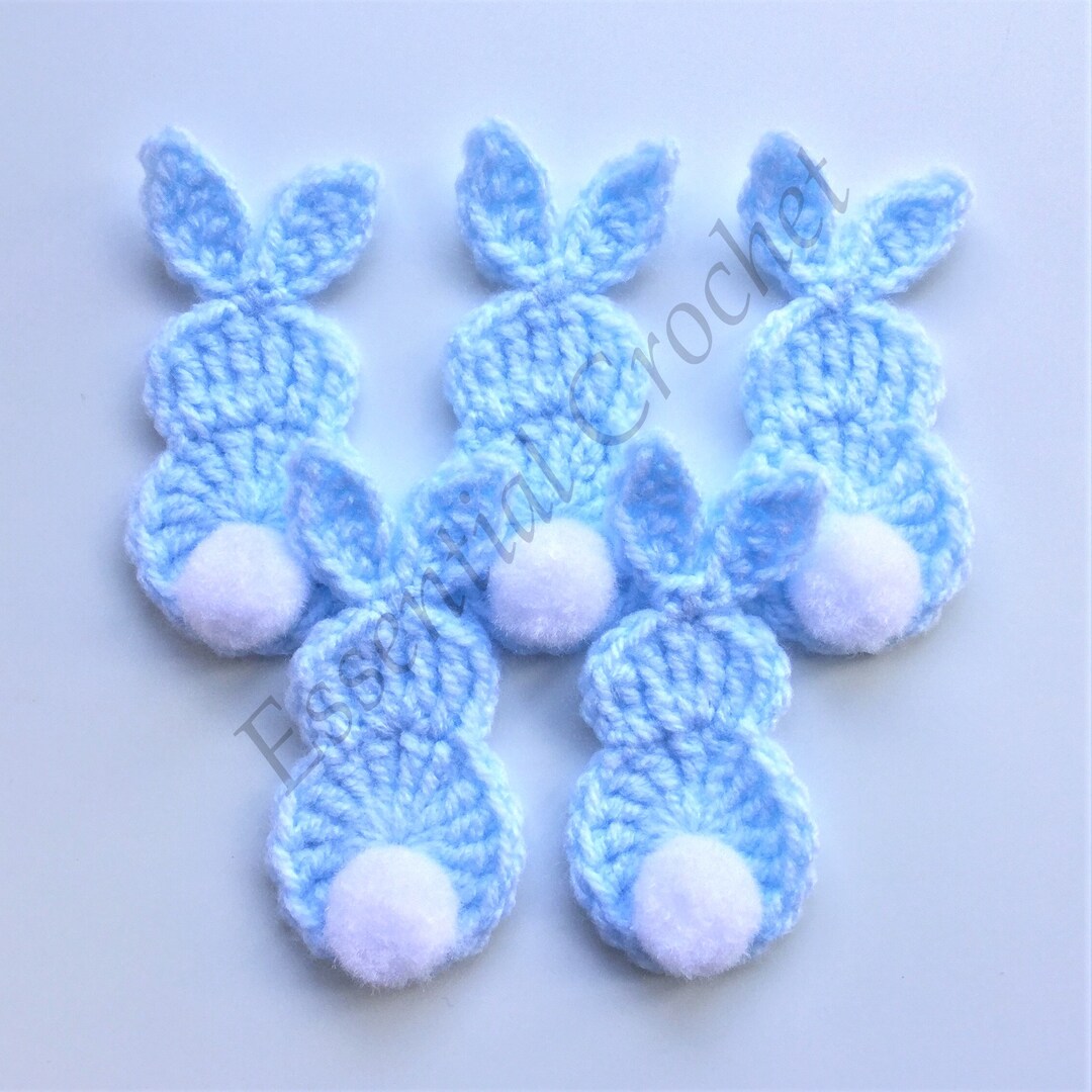 2x Baby Blue Crochet Bobtail Bunny Appliques - Etsy