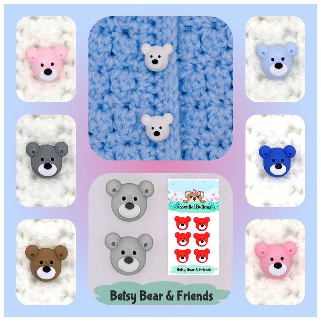 6 Bobo the Bear Buttons in 3 Sizes Handmade, Designer, Ultra Cute ...