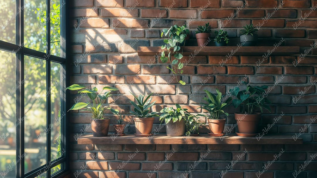 Home Office Zoom Background | Brick Wall Virtual Home Office Backdrop ...