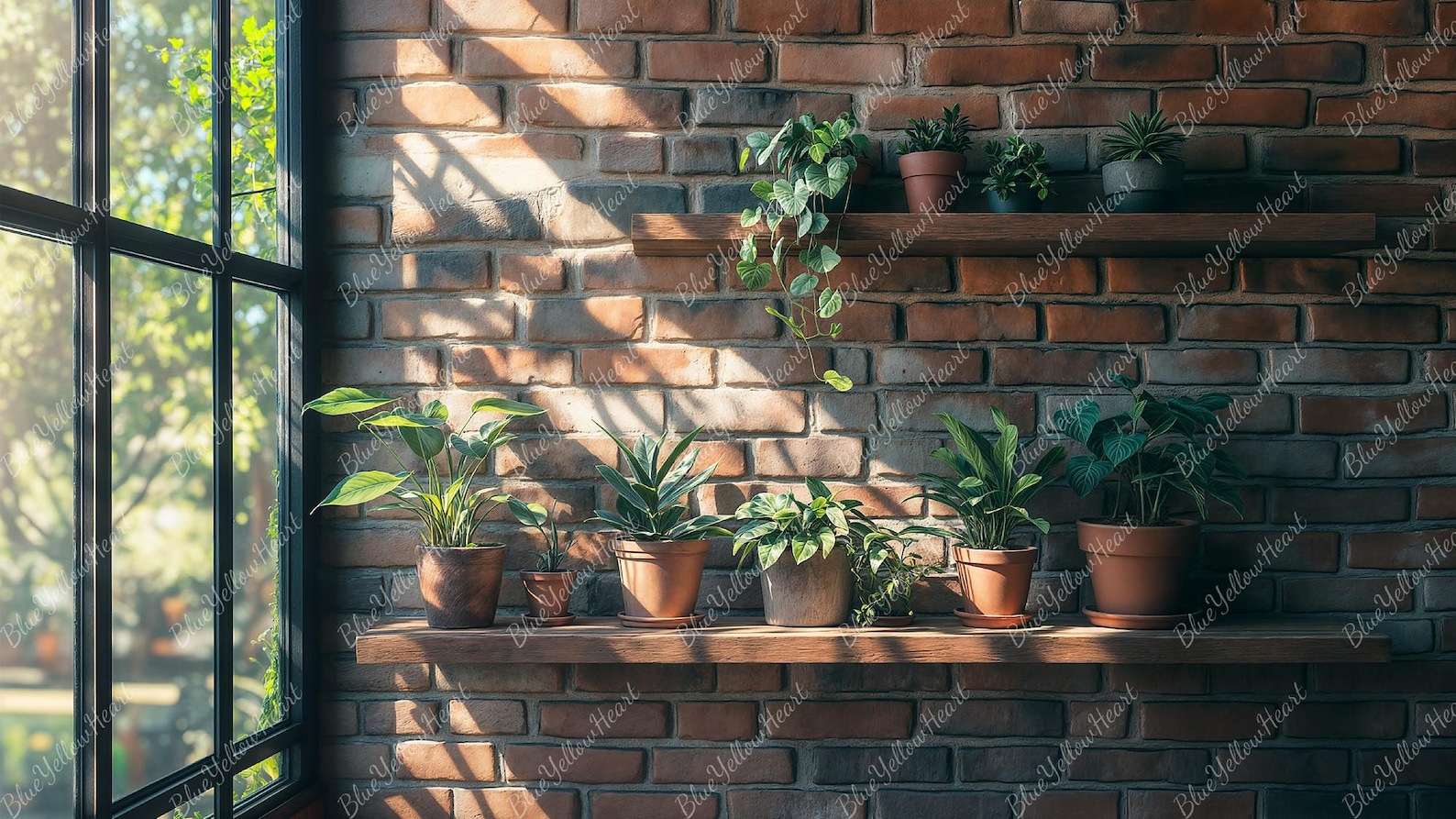 Home Office Zoom Background | Brick Wall Virtual Home Office Backdrop ...