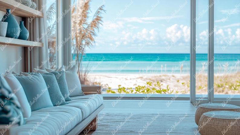 Zoom Virtual Background Beach House, Coastal Ocean View for Virtual ...
