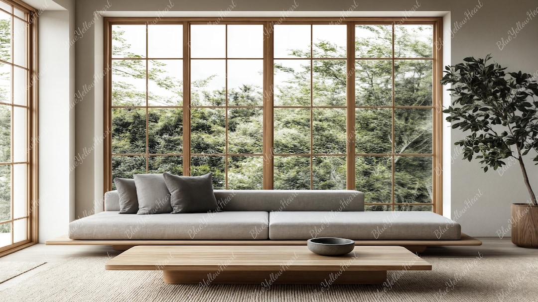 Japandi Zoom Background, Home Office Zoom Background, Virtual Modern ...