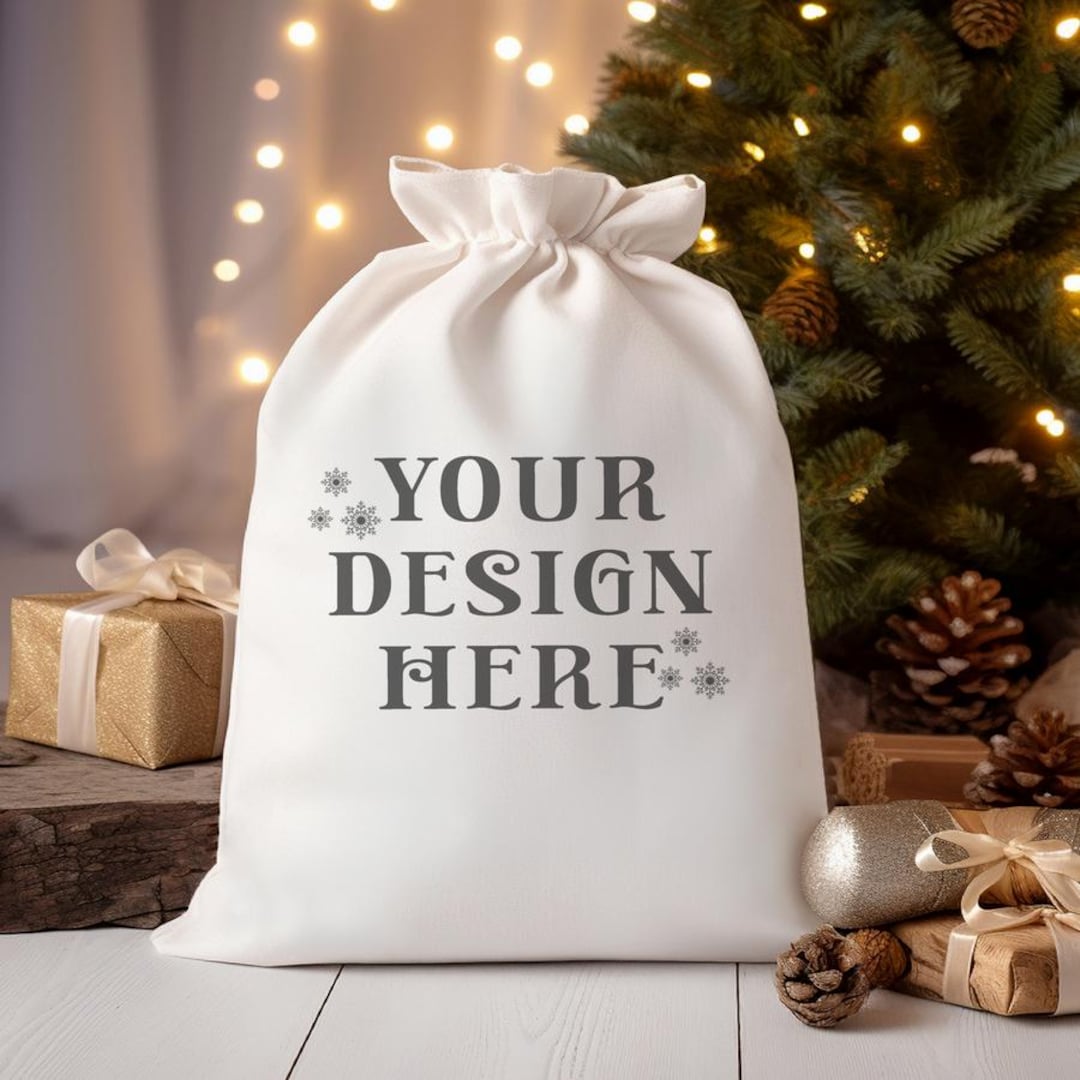 Santa Sack Mockup, Mock up Festive Gift, Christmas Canvas Bag Santa Bag ...