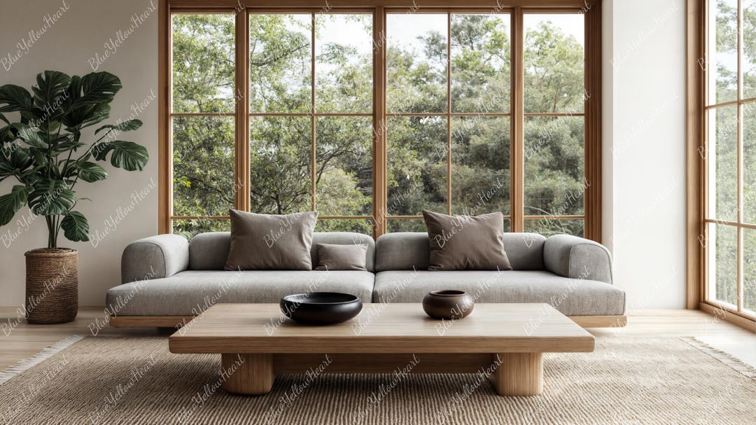 Japandi Zoom Background, Home Office Zoom Background, Virtual Modern ...