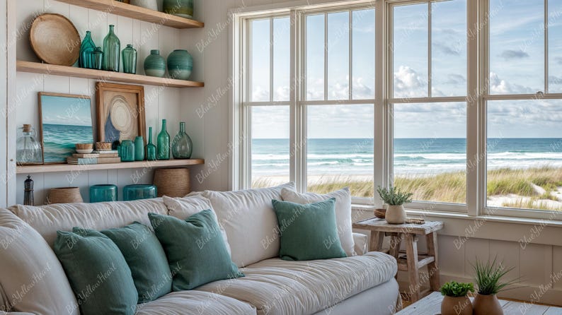 Set of 4 Zoom Backgrounds | Summer Vibe Beach Office | Ocean Virtual ...