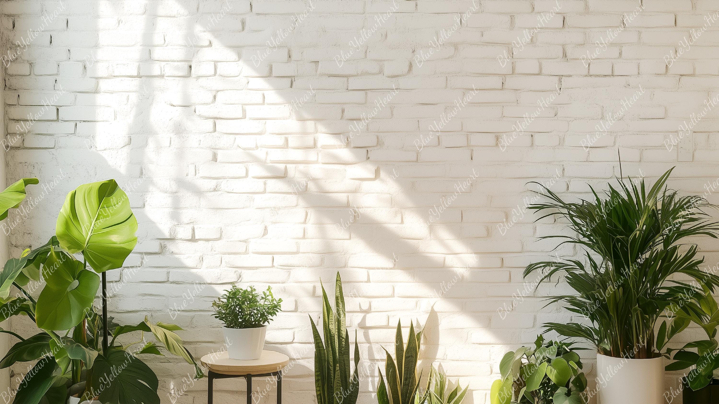 Home Office Zoom Background, White Brick Wall Virtual Home Office ...