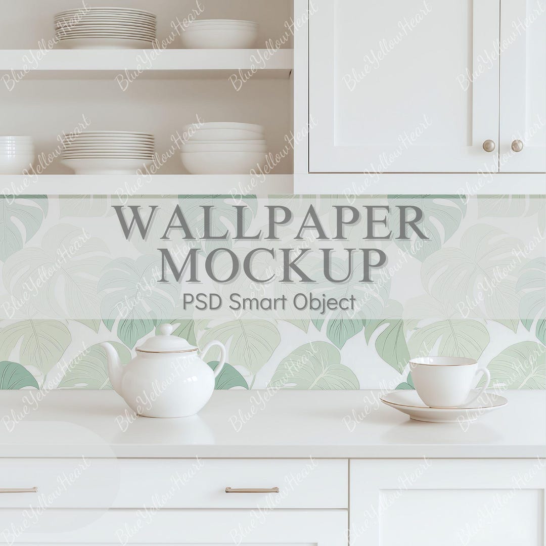 Kitchen Counter Wallpaper Mockup, Interior Design Mockup, Wall Mural ...