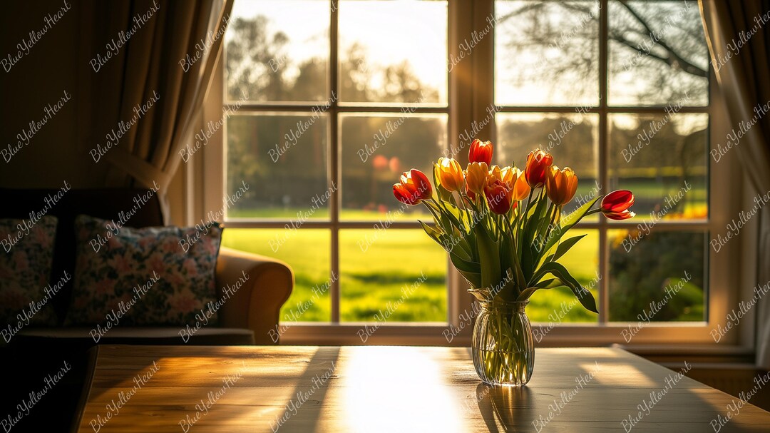 Spring Home Office Zoom Background, Virtual Office Backdrop, Work From ...