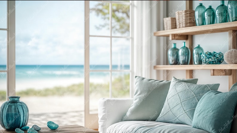 Set of 4 Zoom Backgrounds | Summer Vibe Beach Office | Ocean Virtual ...