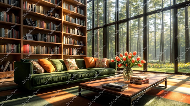 Home Office Zoom Background, Virtual Modern Office Digital Backdrop ...