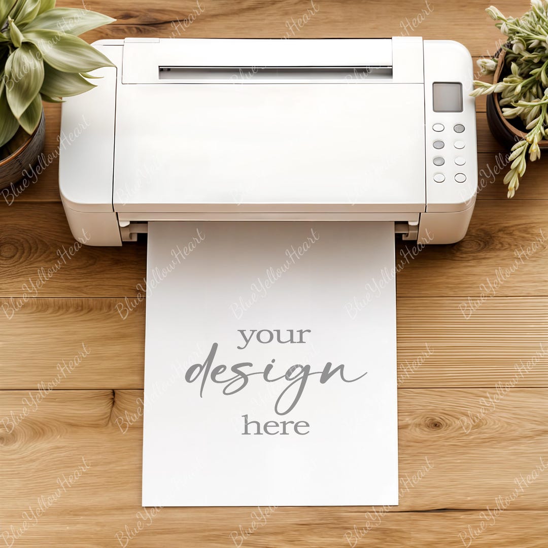 White Printer Mockup, Minimalistic Desk Printer Printing Page, Boho ...
