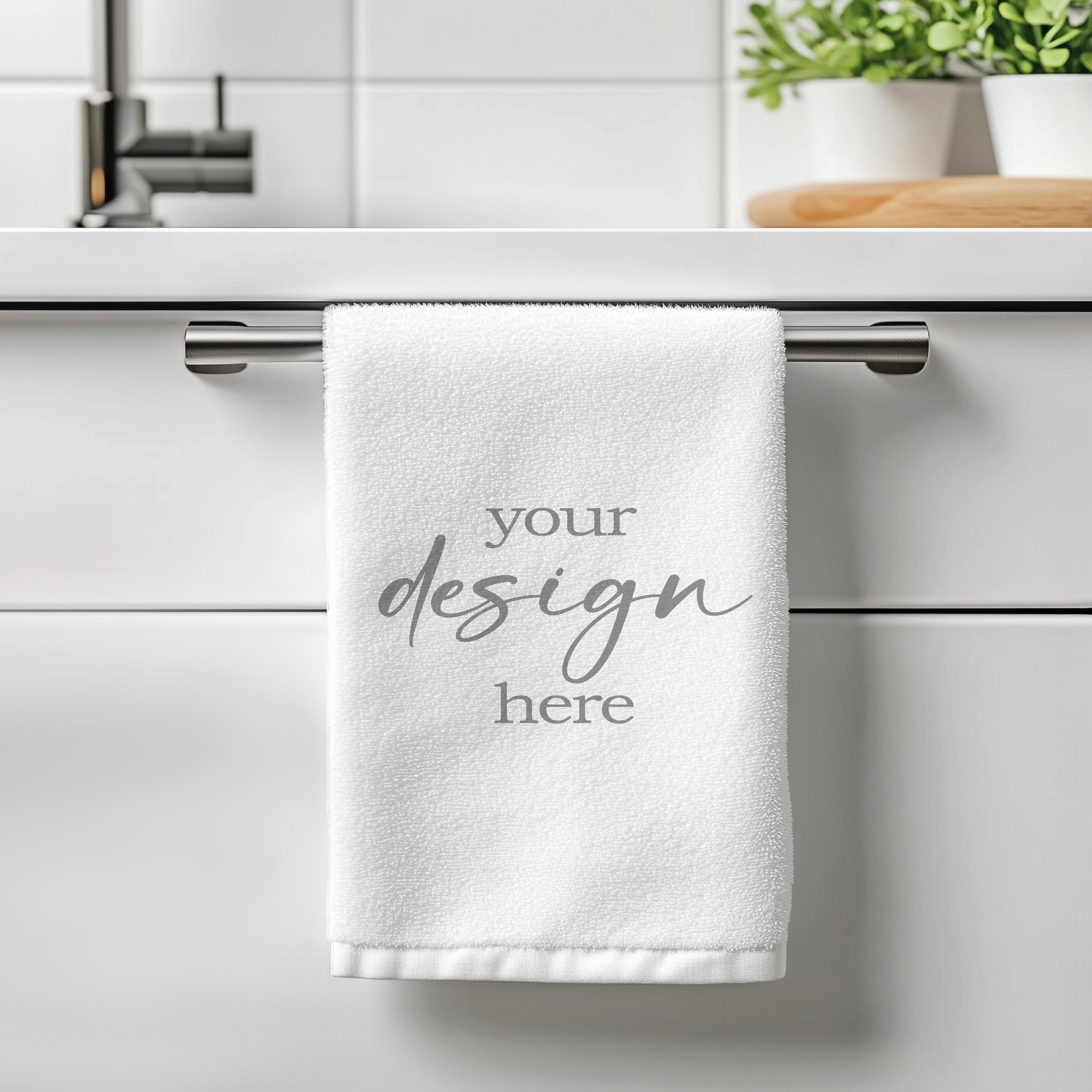 White Kitchen Towel Mockup, PSD Mockup Template Towel, Rustic Blank Tea ...