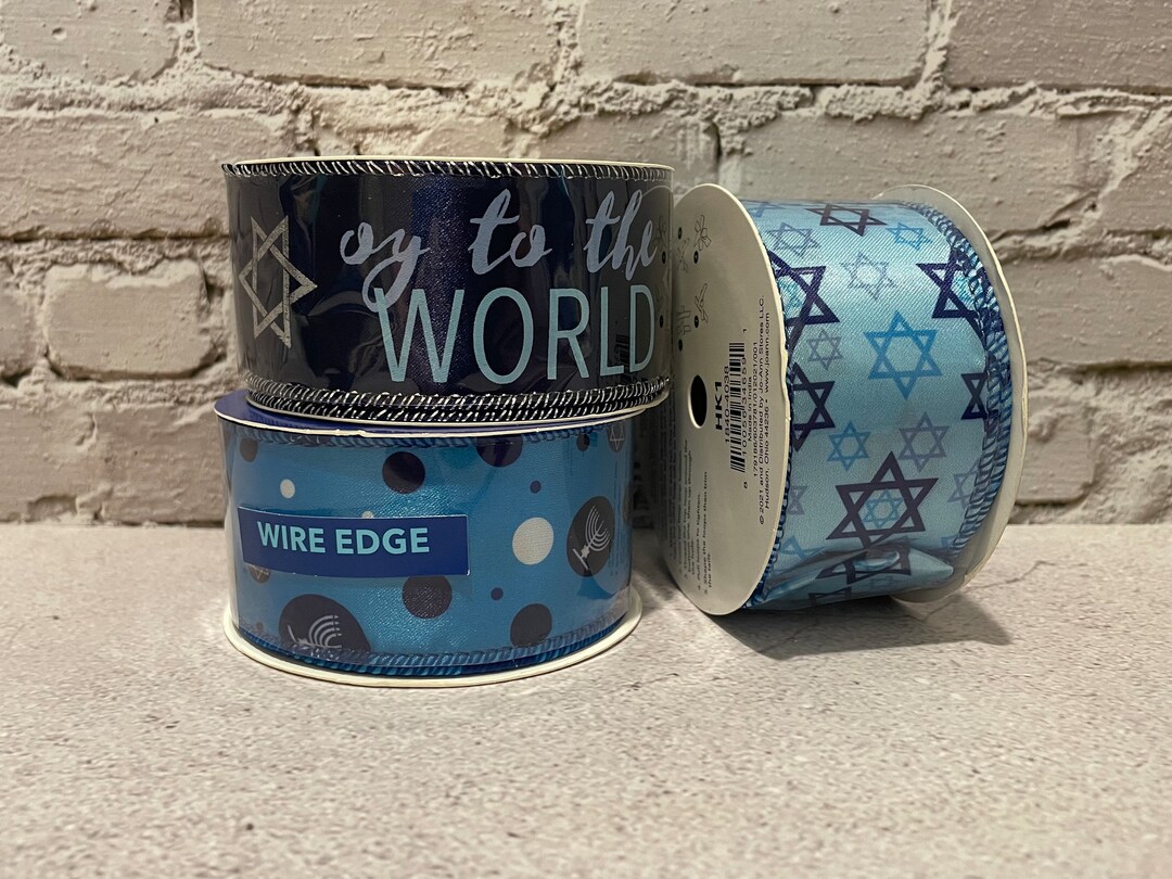 Hanukkah Wired Ribbon, Star of David, Party Decor, Gift Wrap (1 1/2 in ...