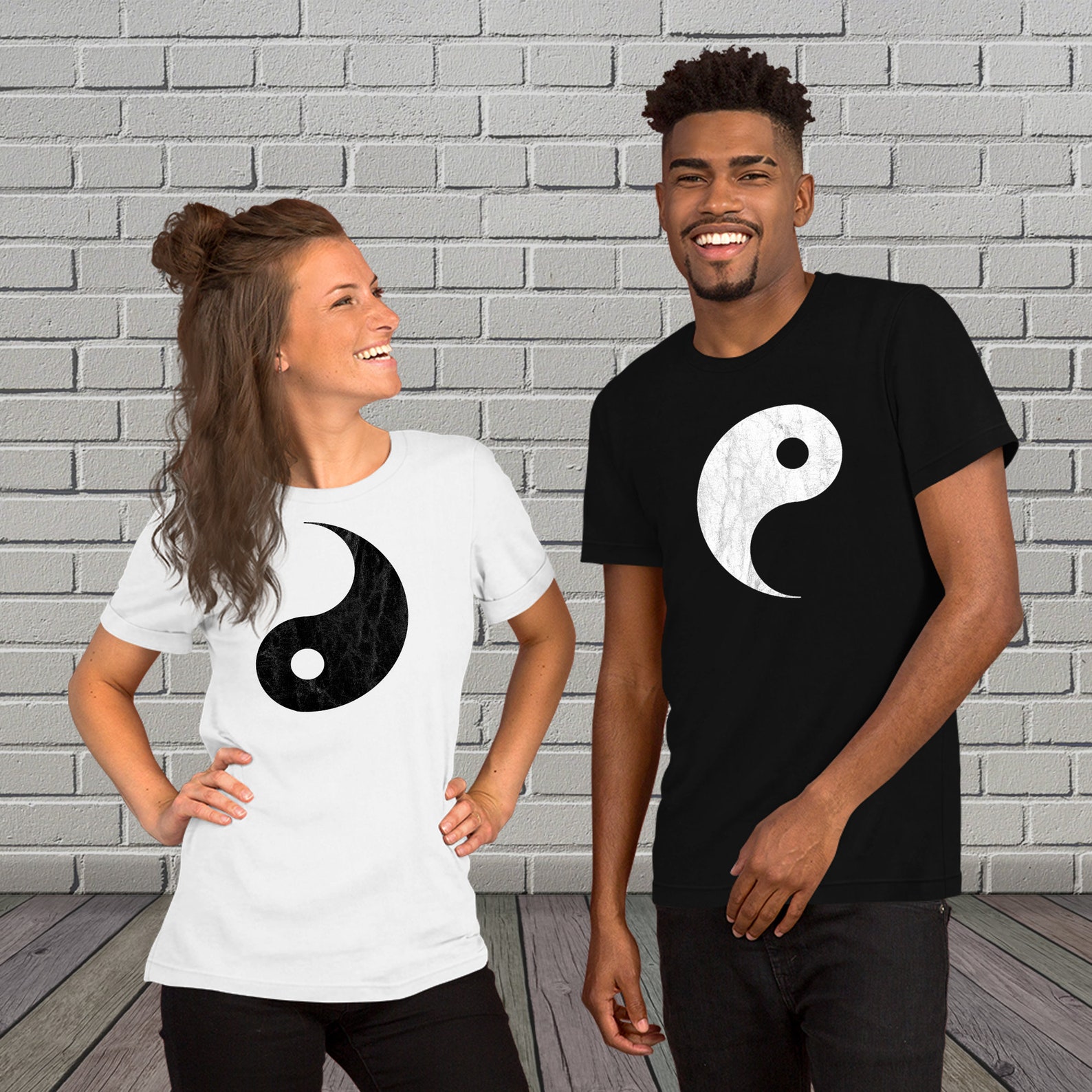 Yin Yang Matching Couples Best Friend Adult Halloween Costume T-shirt ...