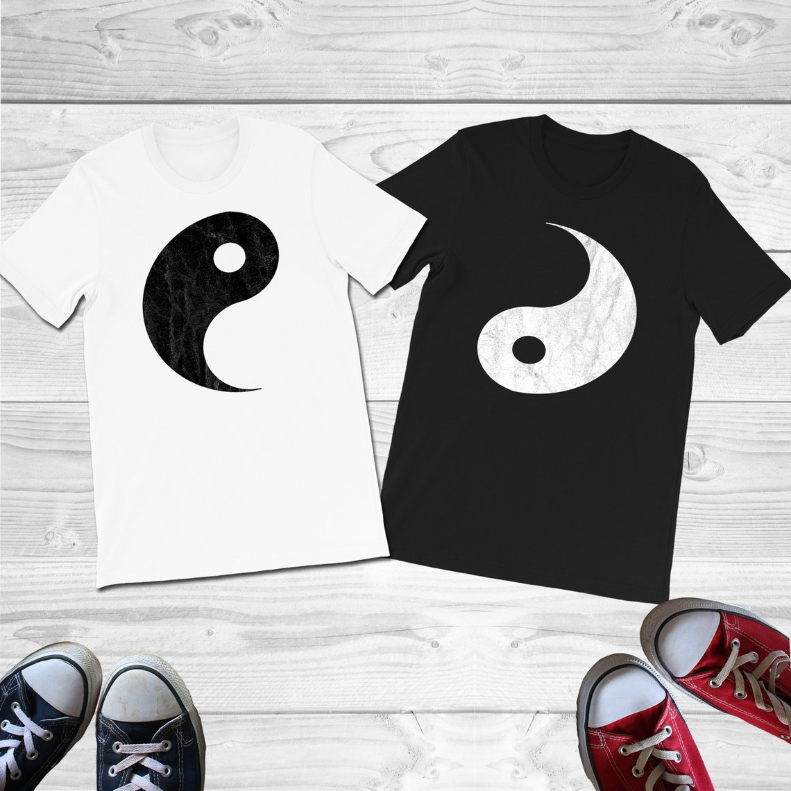 Yin Yang Matching Couples Best Friend Adult Halloween Costume T-shirt ...