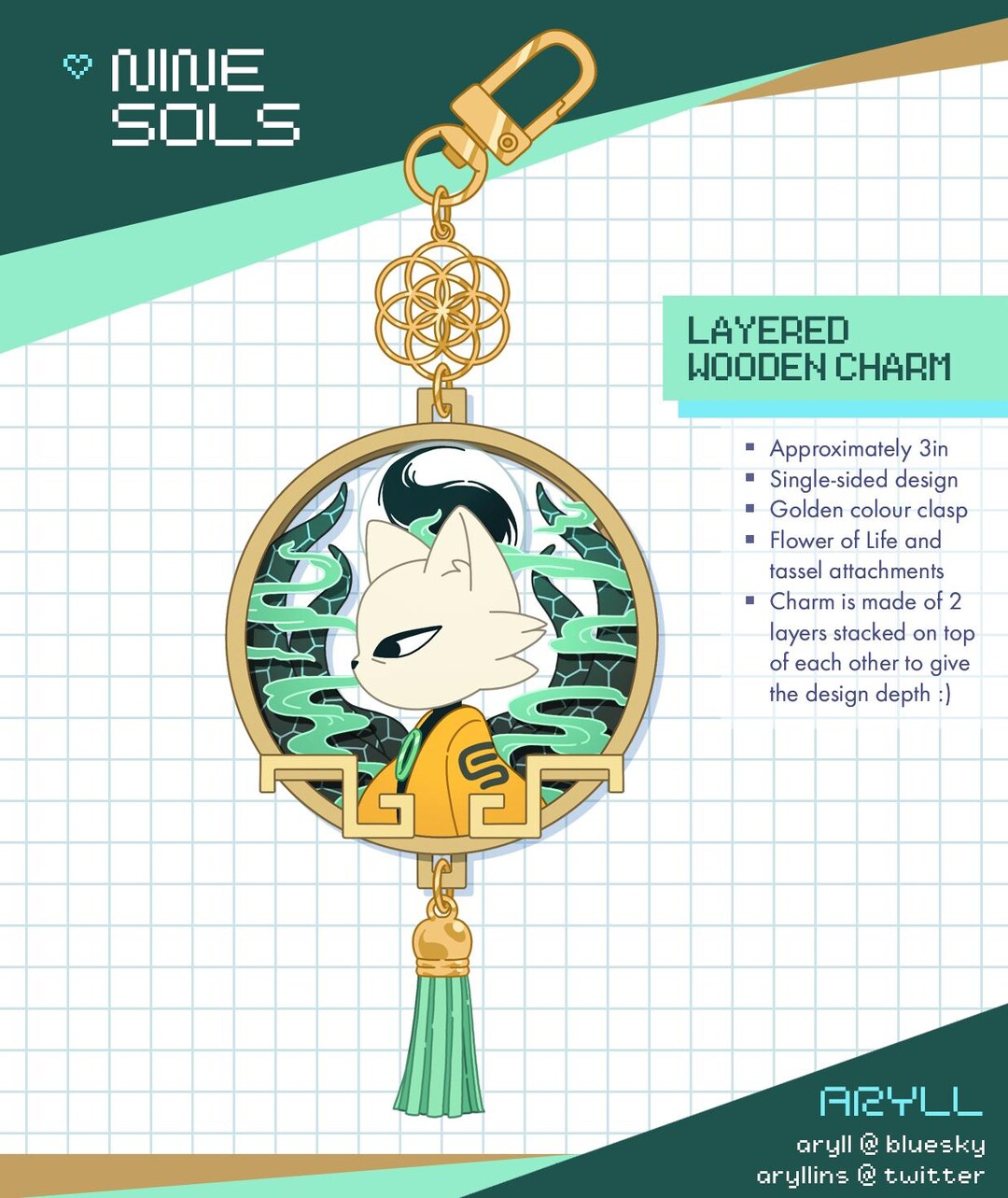PREORDER! — NINE SOLS - Yi Layered Wooden Charm - Etsy