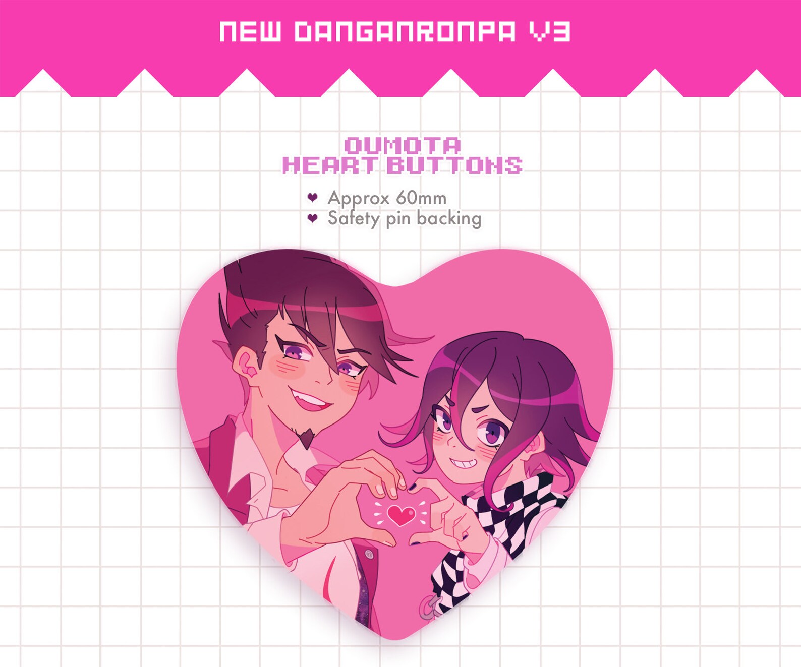 NEW DANGANRONPA V3 Kokichi Ouma & Kaito Momota Heart Button - Etsy