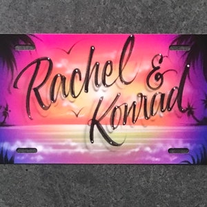 Airbrushed Beach Scene License Plate - Etsy