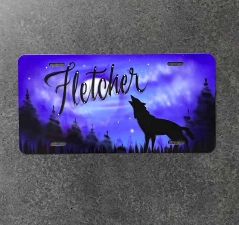 Airbrushed Lone Wolf License Plate - Etsy