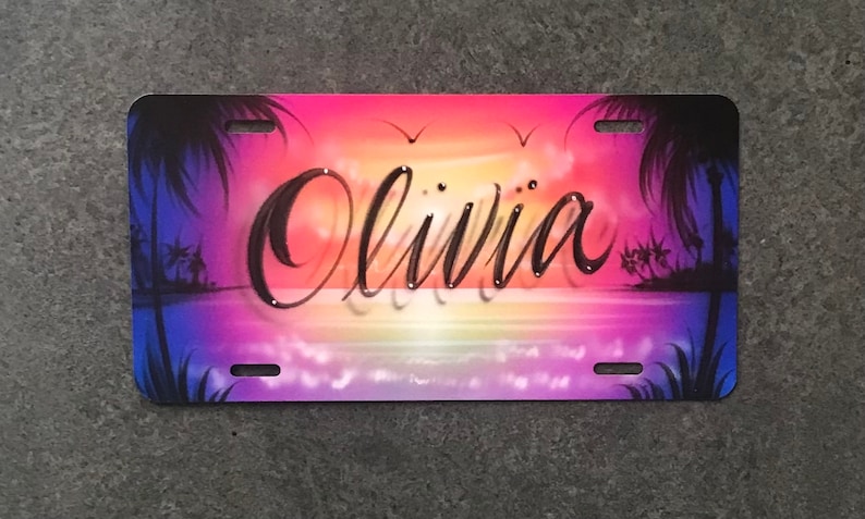 Airbrushed Beach Scene License Plate - Etsy