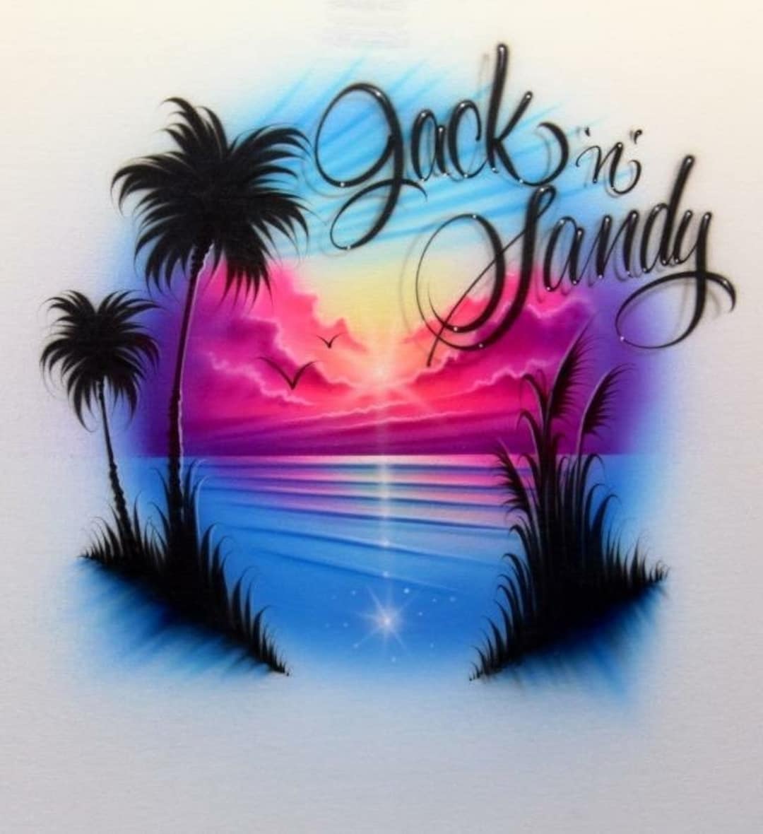 Airbrushed Beach Scene Vacation T Shirt - Etsy
