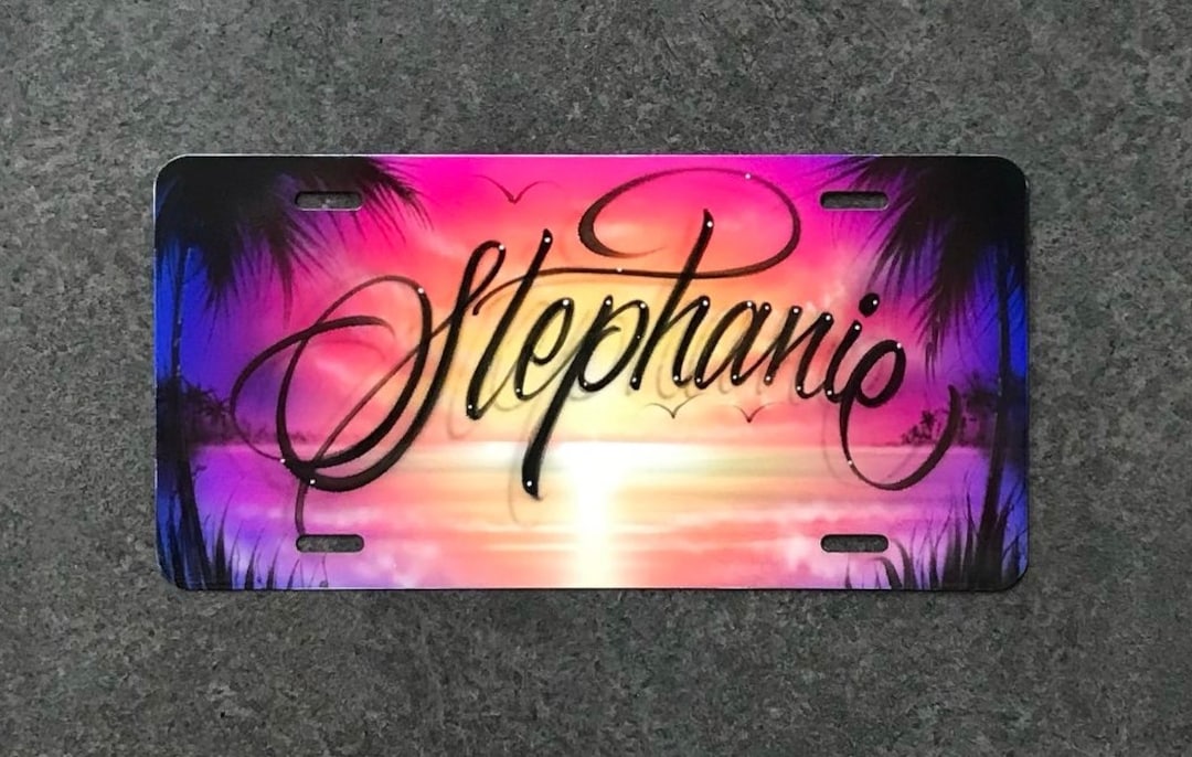 Airbrushed Beach Scene License Plate - Etsy