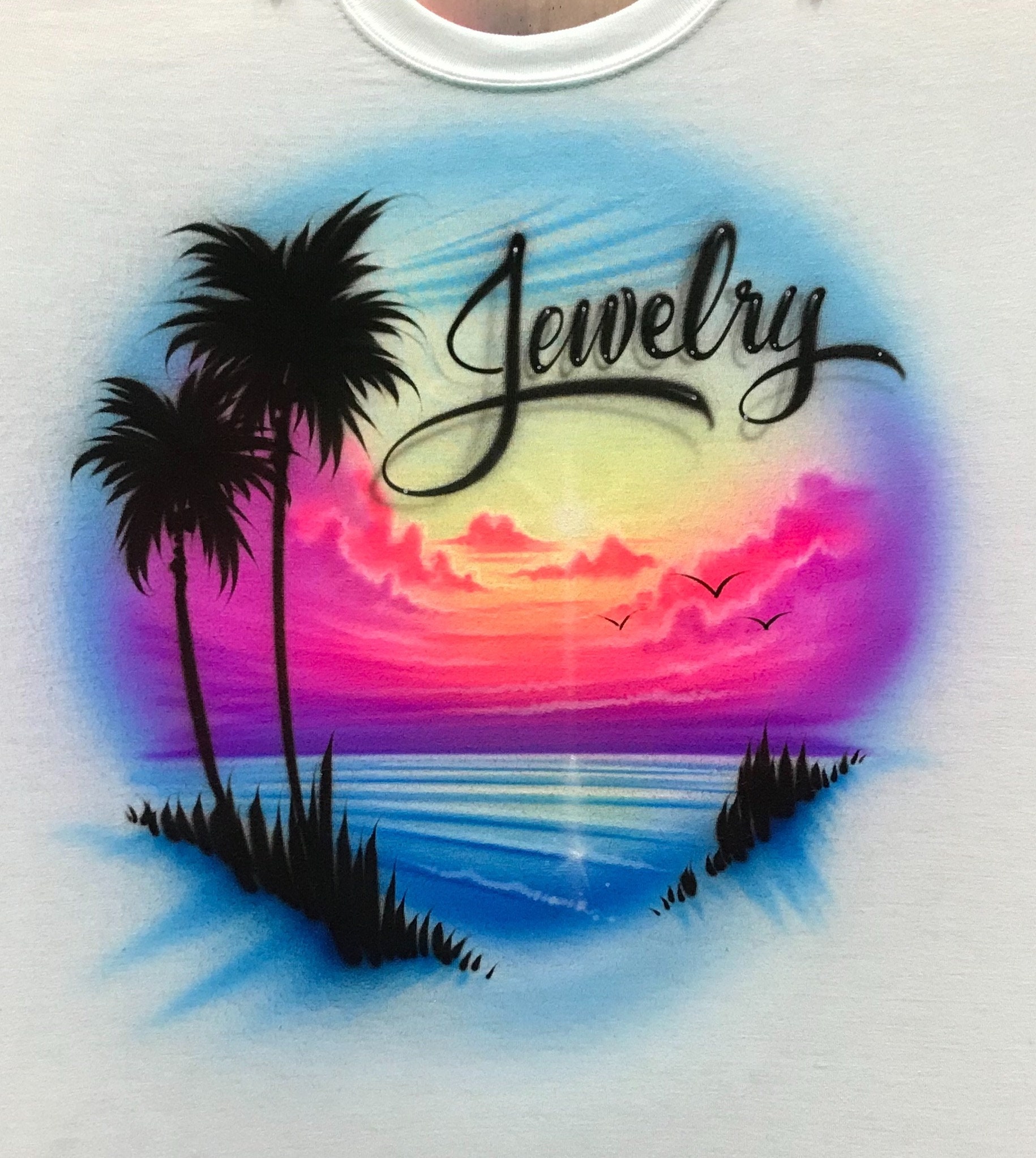 Airbrushed Beach Scene Vacation T Shirt - Etsy