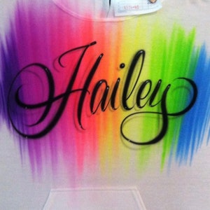 Rainbow Splash Name Airbrush T Shirt - Etsy