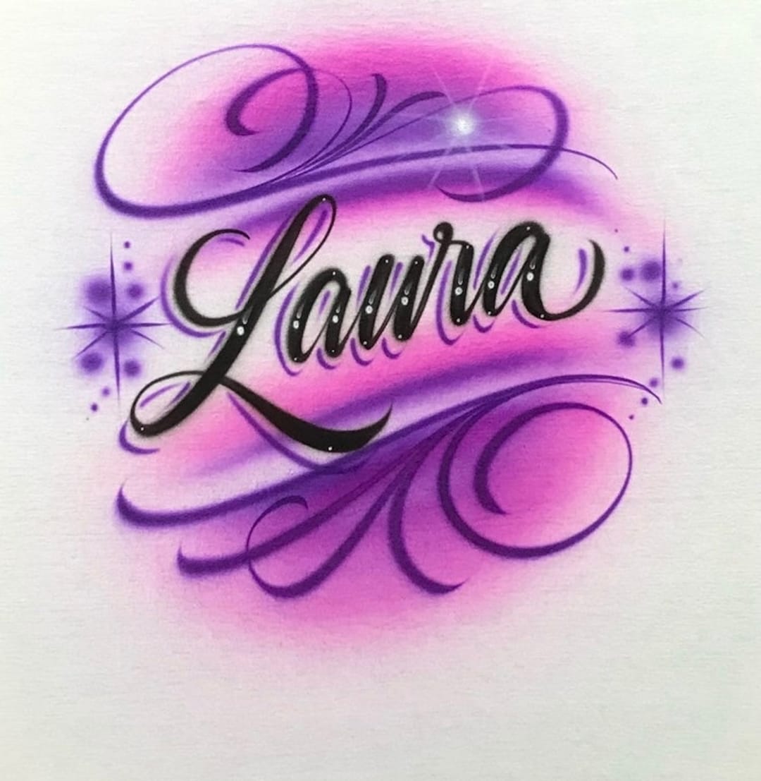 Airbrush T Shirt Script Swirly Name - Etsy