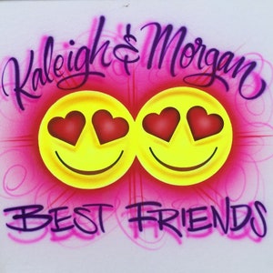 Airbrushed Best Friends Smiling Heart Eyes Emoji - Etsy